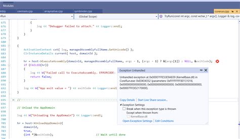 cannot debug coreclr on windows 0x00007ffe53e9a839 · issue 32596