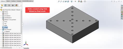 solidworks macro create holes from hole wizard the cad coder
