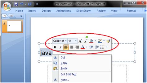 mini toolbar