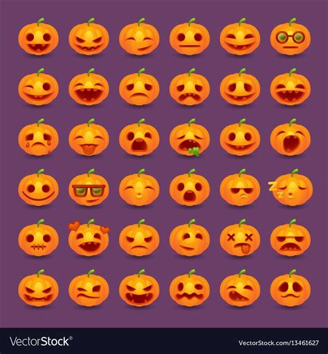 Halloween Pumpkins With Different Faces And Eyes