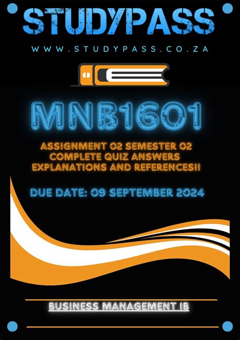 Mnb1601 Assignment 2 Semester 2 2024 Complete Quiz Answers {09
