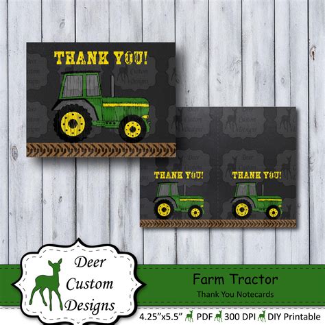 Green Tractor Birthday Thank You Notes Tractor Notecards Etsy