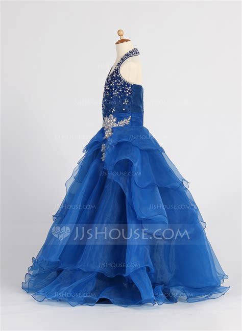 A Line Princess Floor Length Flower Girl Dress Organza Sleeveless