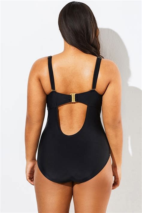 Lady Cut Out Mesh Underwire One Piece Swimsuit Meet Curve Meet Curve