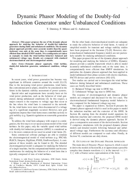 Pdf Dynamic Phasor Modeling Of The Doubly Fed Induction Generator