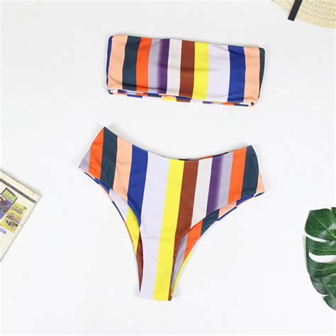Women Stripe Bikini Set Push Up Brazilian Swimwear Beachwear Swimsuit