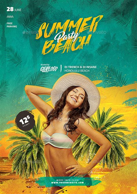 Summer Beach Party Flyer Psd Template For Summer Party Club Events