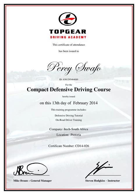 Compact Defensicompact Driver Attendance Certificatecd14 026 Swafopercy