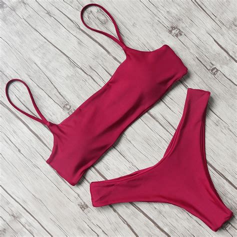 2018 Halter Sexy Bikini Set Push Up Swimsuit Brazilian Bandage Thong