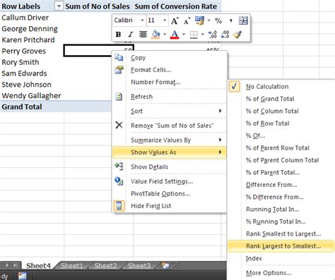 ranking fields of a pivottable computergaga