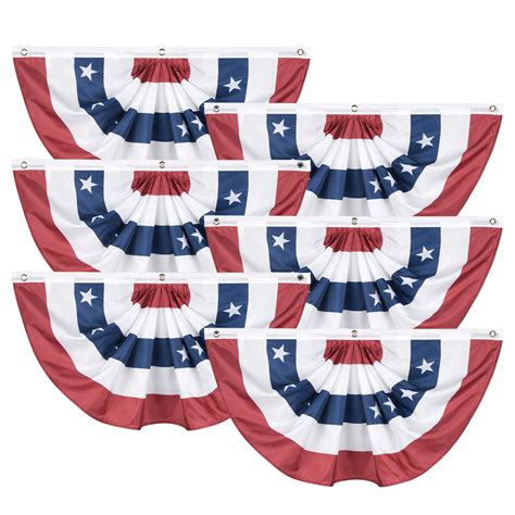 Yescom 6pcs American Pleated Fan Flag 1 5x3 Ft Patriotic Decoration
