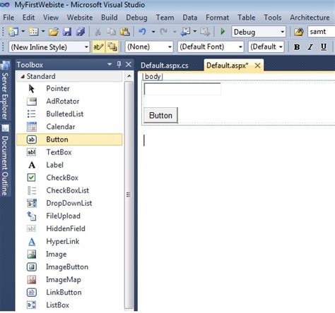 adding server side controls on a web form asp c
