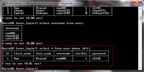 memilih data dari tabel di dalam database cmd ~ computer network