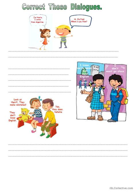 Correct These Dialogues Discussio… English Esl Worksheets Pdf And Doc