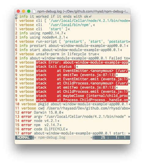 github rhysd npm filetypes vim highlight npm debug log and npmrc