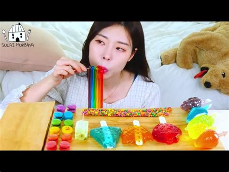 Asmr Mukbang Rainbow Desserts[ice Cream Honey Jelly Jelly Noodles