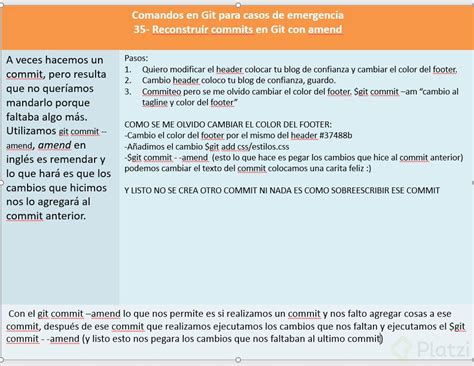 reconstruir commits en git con amend platzi