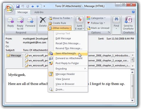 save multiple attachments at once in outlook 2007