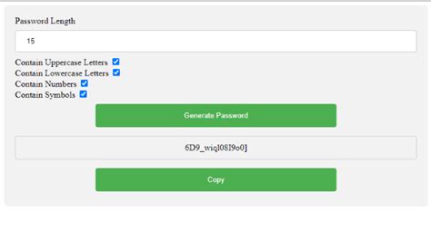 password generator source code javascript html css