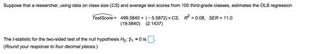 solved suppose that a researcher using data on class size