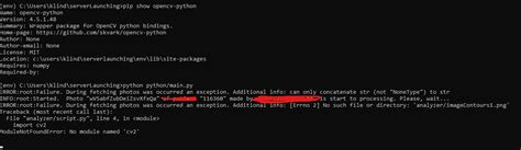 opencv no module cv2 when executing python script though it is