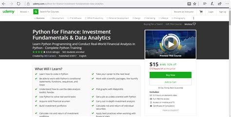 signed up for python for finance investment fundamentals