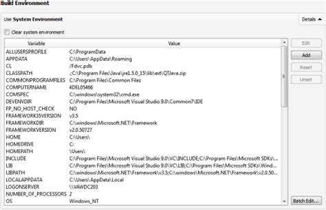specifying build settings qt creator manual