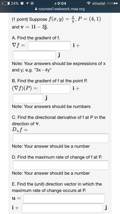 Solved Suppose F X Y X Y P 4 1 And V 1i 3j