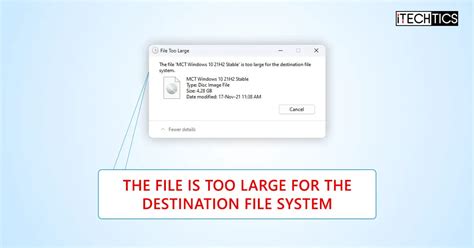 how to fix file too large for destination file system error