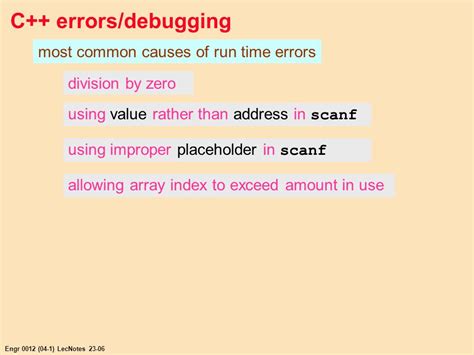Engr 0012 04 1 Lecnotes Engr 0012 04 1 Lecnotes C Errors
