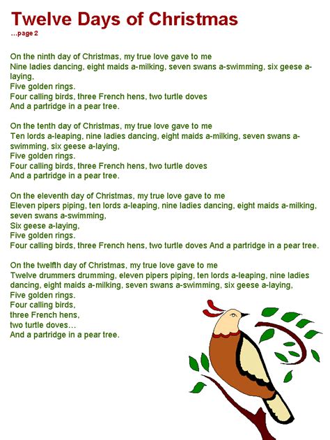 12 Days Of Christmas Words