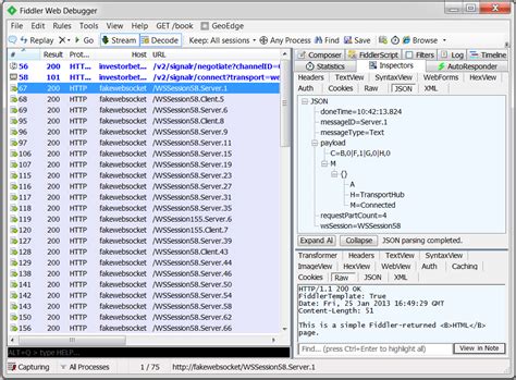 automatically update websocket frame in chrome web inspector stack