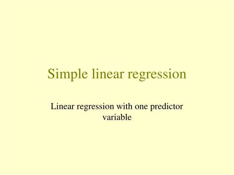 Ppt Simple Linear Regression Powerpoint Presentation Free Download