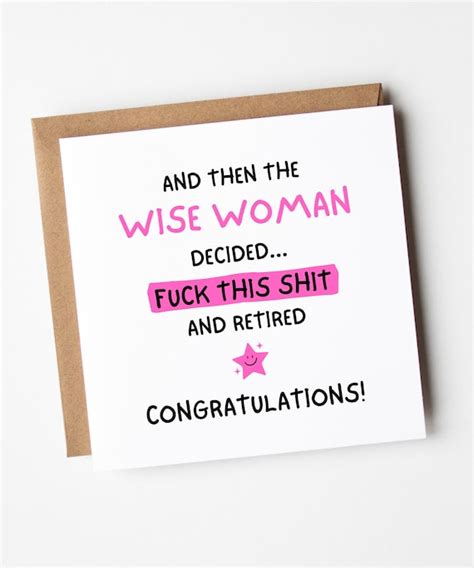 Retirement Card For Women The Wise Woman Retired Etsy Uk