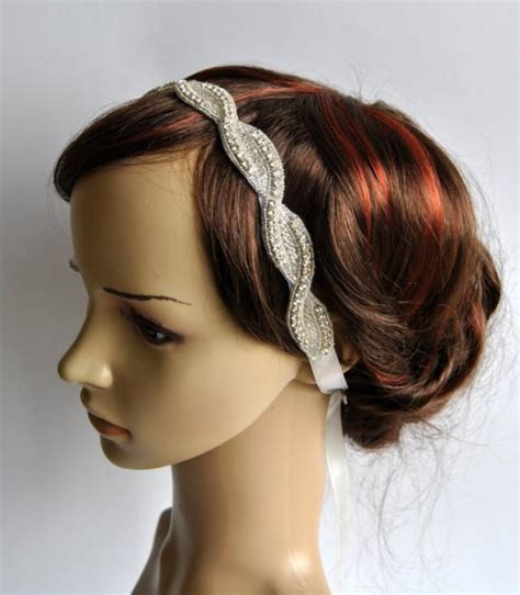 Rhinestone Tie On Headband Headpiece Headband Wedding Headband