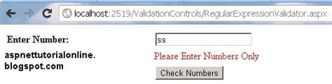 Regularexpressionvalidator Example In Asp Net Numeric Field