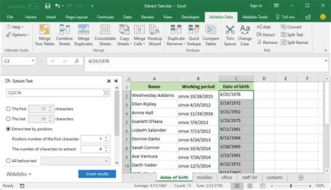 excel extract text