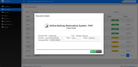 online railway reservation system in php oop project free source code
