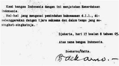 Teks Proklamasi Kemerdekaan Indonesia 17 Agustus 1945 Dilengkapi Dengan
