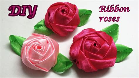 Diy Ribbon Roses How To Make Satin Ribbon Roses Kanzashi Roses