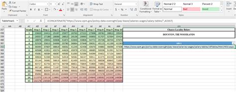 excel web query replace query url with value from another table