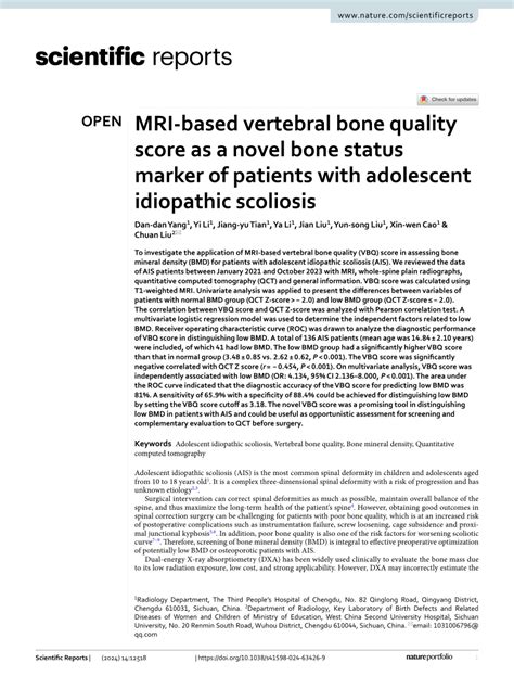 Pdf Mri Based Vertebral Bone Quality Score As A Novel Bone Status