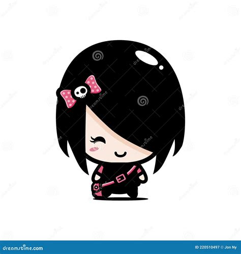 Cute And Cool Emo Girl Cartoon Character Stock Vector Illustration Of