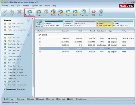 Apply Move Resize Partition Function Of Minitool Partition Wizard To
