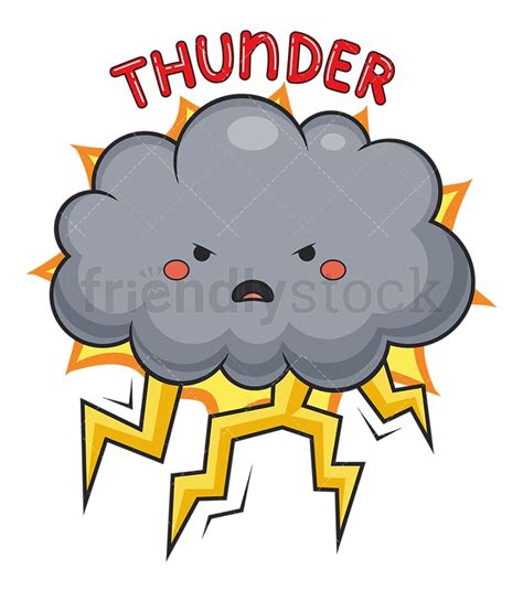 Weather Emoji Thunder Cartoon Vector Clipart Friendlystock