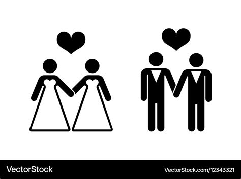 Gay Wedding Icons Over White Royalty Free Vector Image