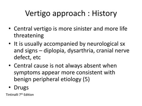 Approach To Dizziness And Vertigo In Emergency Department