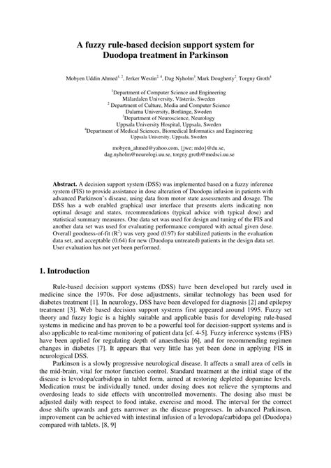 pdf a fuzzy rule based decision support system for duodopa treatment