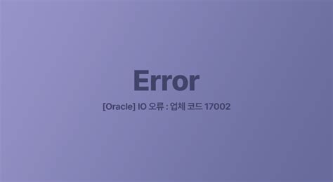 [oracle] 👾 io 오류 업체 코드 17002