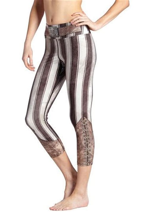 Women Vintage Striped Breeches Pattern Fitness Exercise Leggings Quick